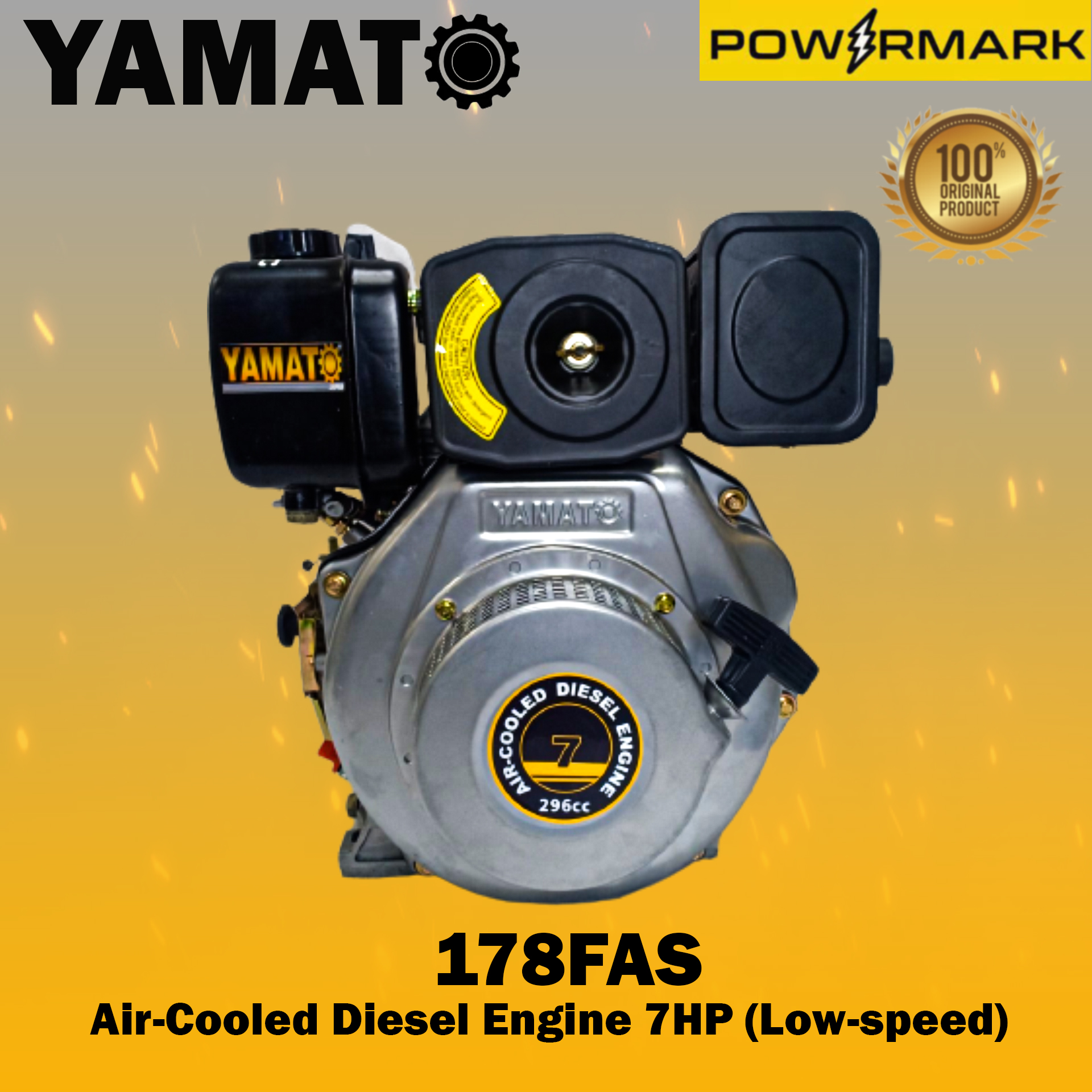 YAMATO 178FAS Air-Cooled Diesel Engine 7HP (Low-speed) [POWERMARK | KDE ...