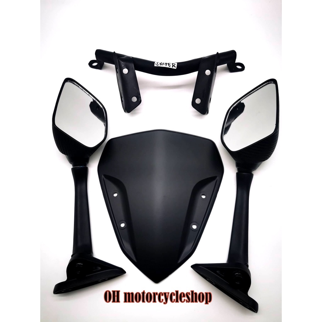 Black Visor With Bracket Side Mirror W/ Bolts For Aerox/click/beat/mio ...