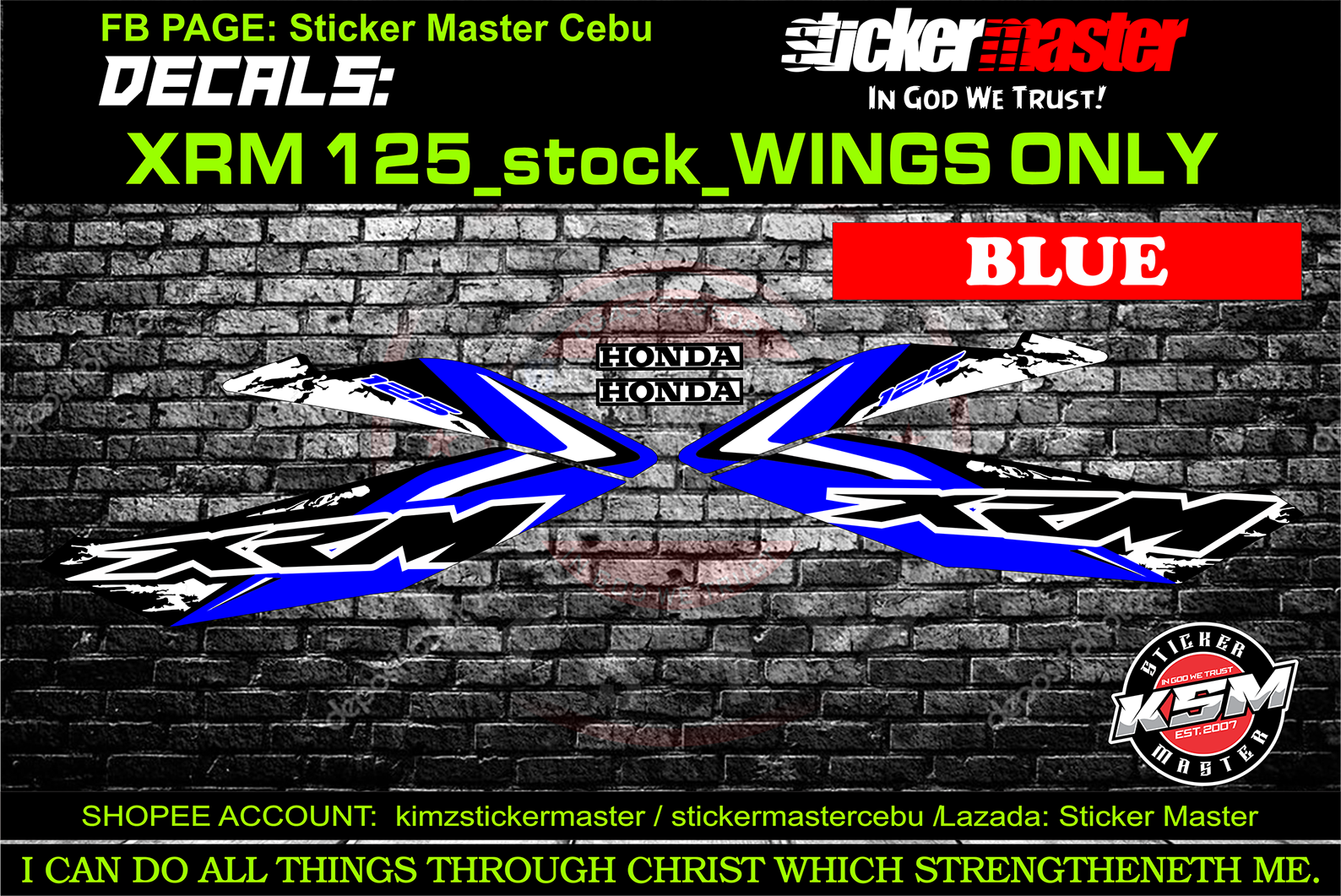 XRM 125 STOCK DECALS WINGS ONLY | Lazada PH
