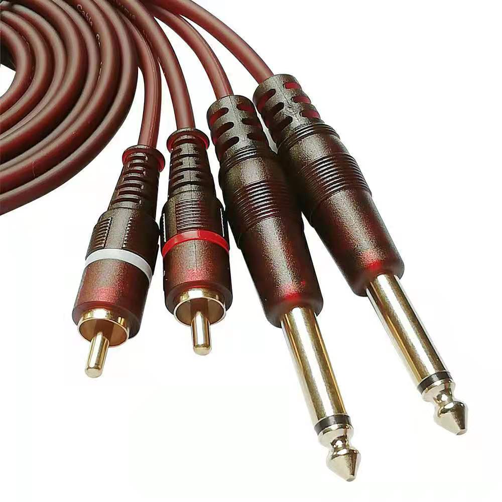 Dual 6.35mm (1/4") TS TRS Mono Male to 2 RCA 3.5mm TRS 6.35mm To 2 RCA ...