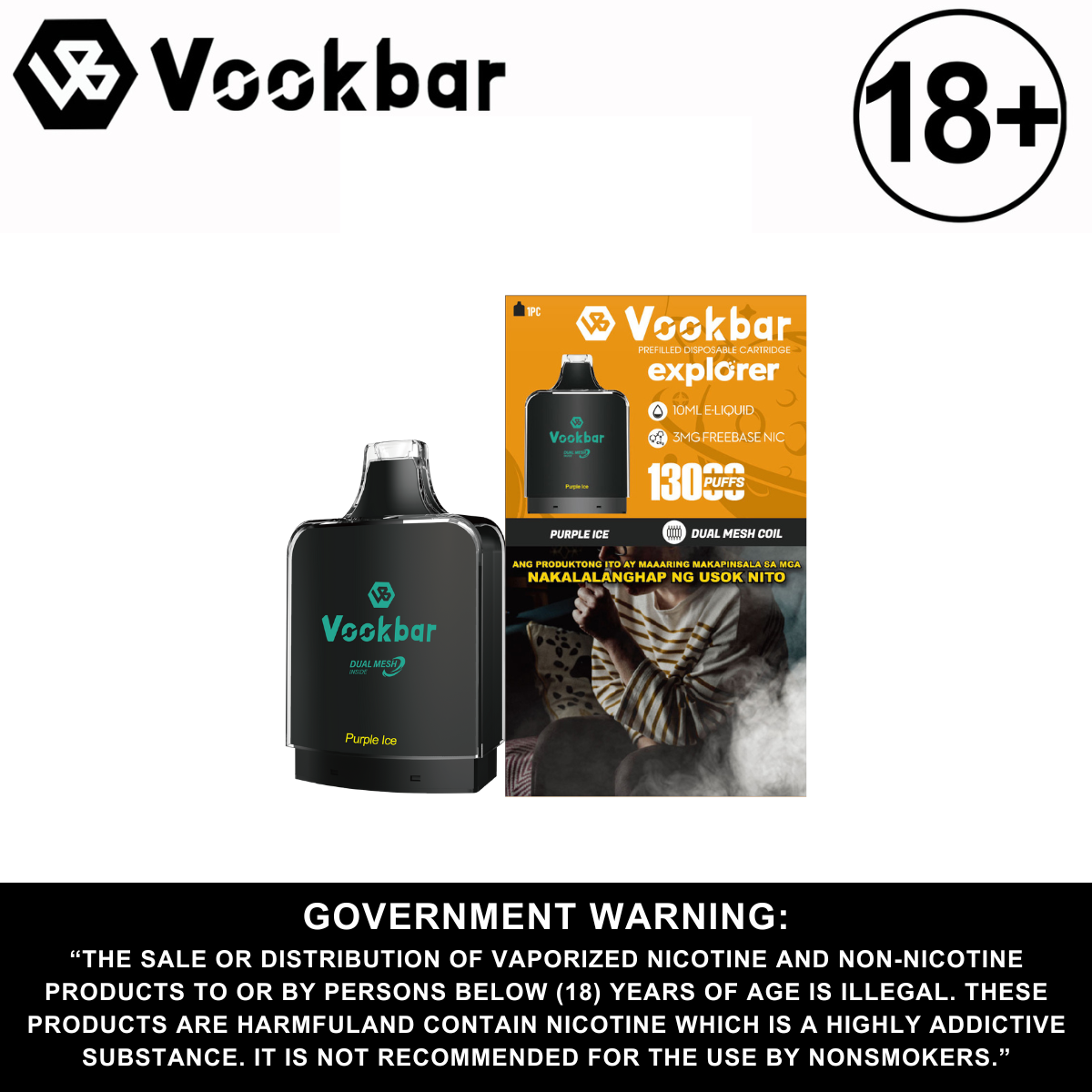 Vookbar Explorer 13,000 POD ONLY Type-C Rechargeable - PURPLE ICE ...