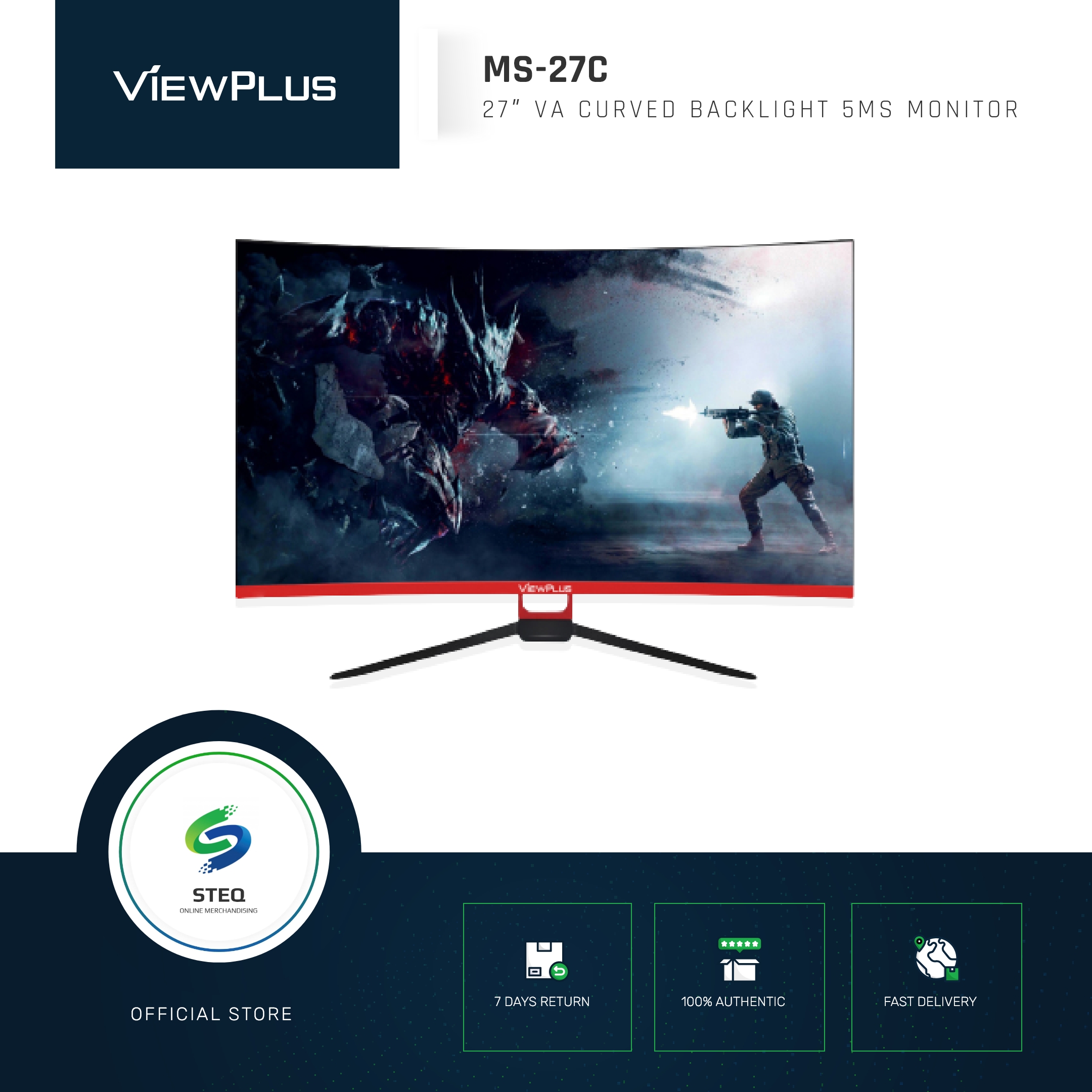 STEQ ViewPlus MS-27C 27" Diagonal Led-Backlight VA Curved 75hz ...