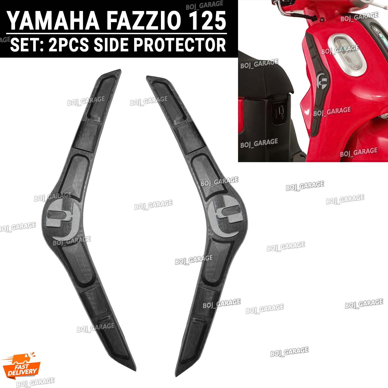YAMAHA FAZZIO 125 SIDE PROTECTOR 2 PCS CYAN / GRAY PLUG AND PLAYFAZZIO ...