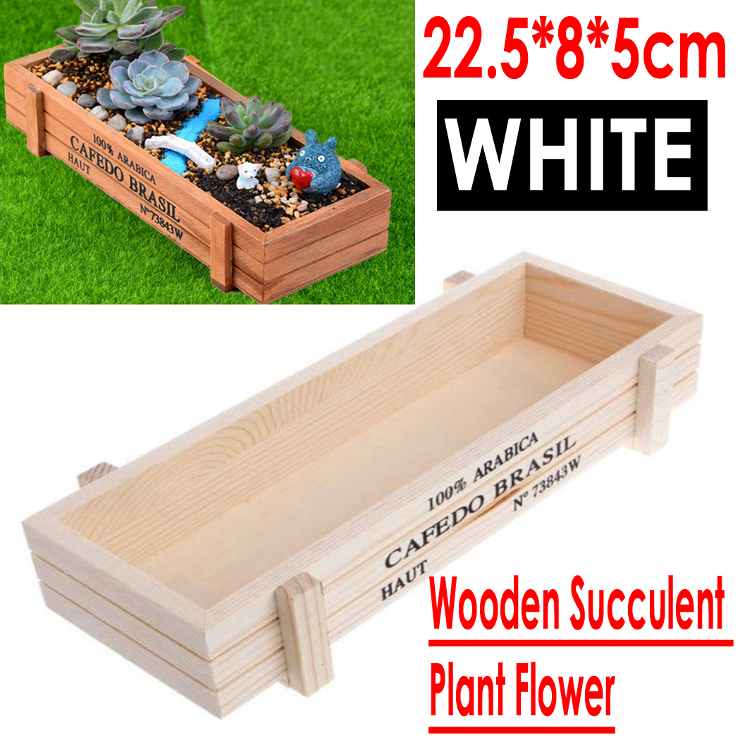 22.5*8*5cm Natural Wooden Succulent Plant Flower Bed Pot Box Garden ...