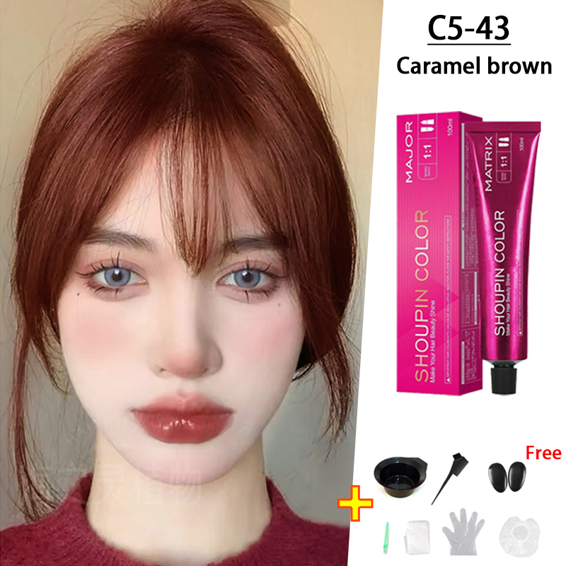 KOREA Original Hair Dye Cream Fashion Color Natural Milk Tea Brown ...