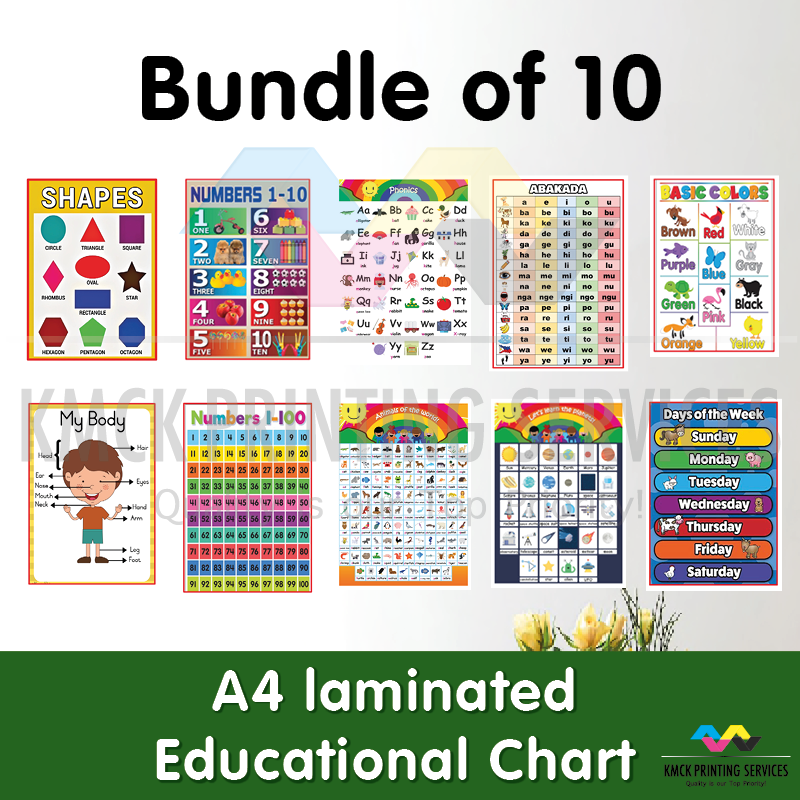 10 pcs Educational Charts A4 SIZE LAMINATED BUNDLE | Lazada PH