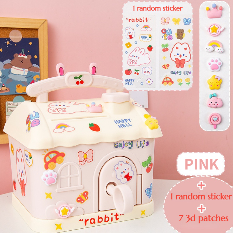 Saving Money Box Cute House Piggy Bank Girls Adults Paper Money Coin ...