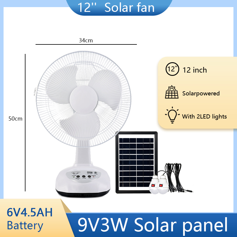VONT【2024】Solar Electric Fan Desktop Electric Fan 12 Inch Small ...