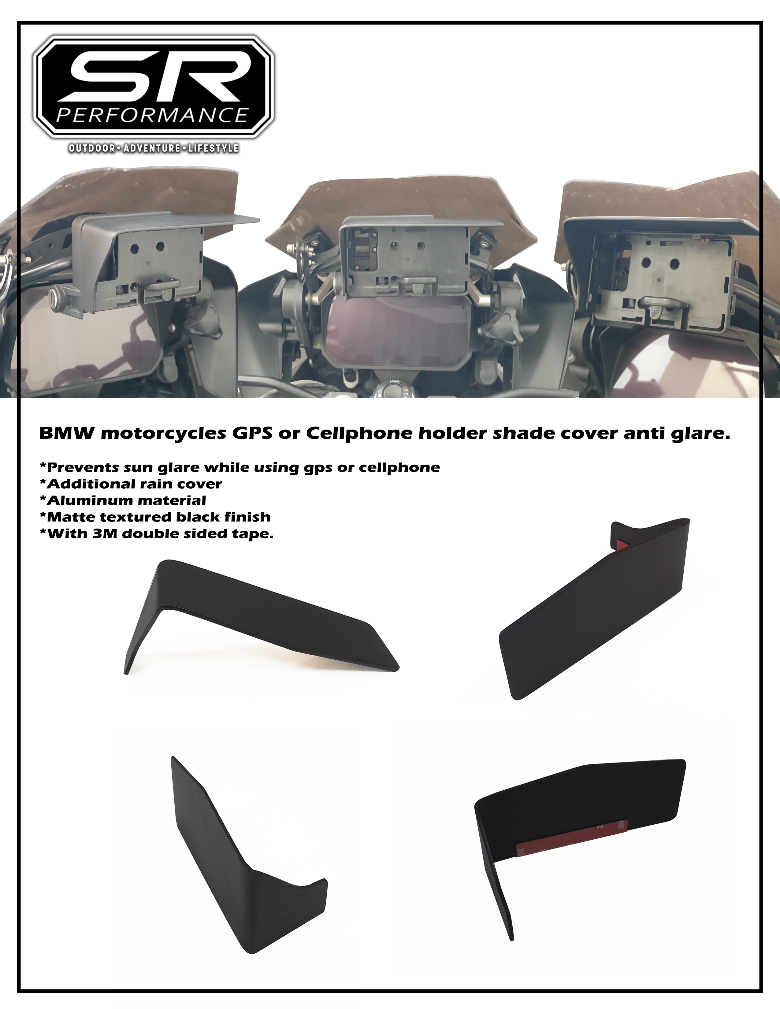 Bmw gps cellphone shade cover anti glare r1200gs r1250gs f850 f750 gs ...