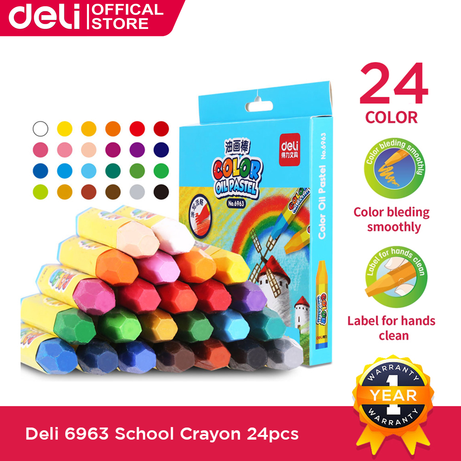 Deli Crayon Set Student Painting Crayons for Kids Art Drawing Supplies ...