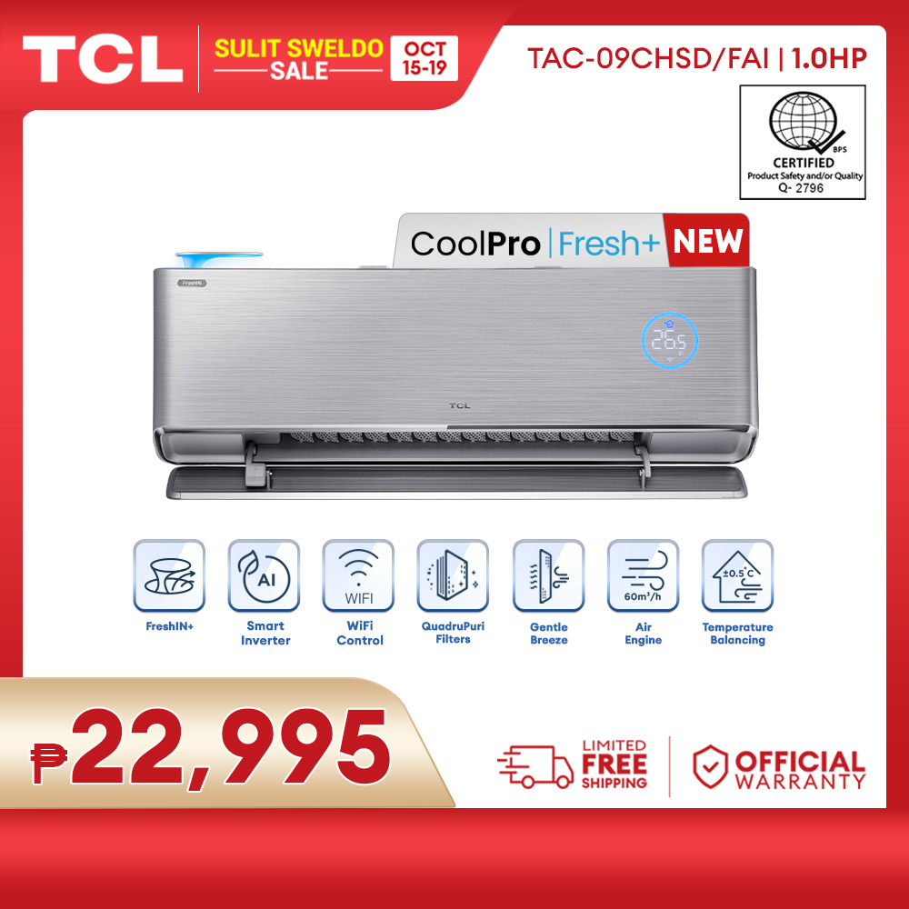 TCL 1.0HP CoolPro | FreshIN+ Inverter Split-type Air Conditioner - TAC ...
