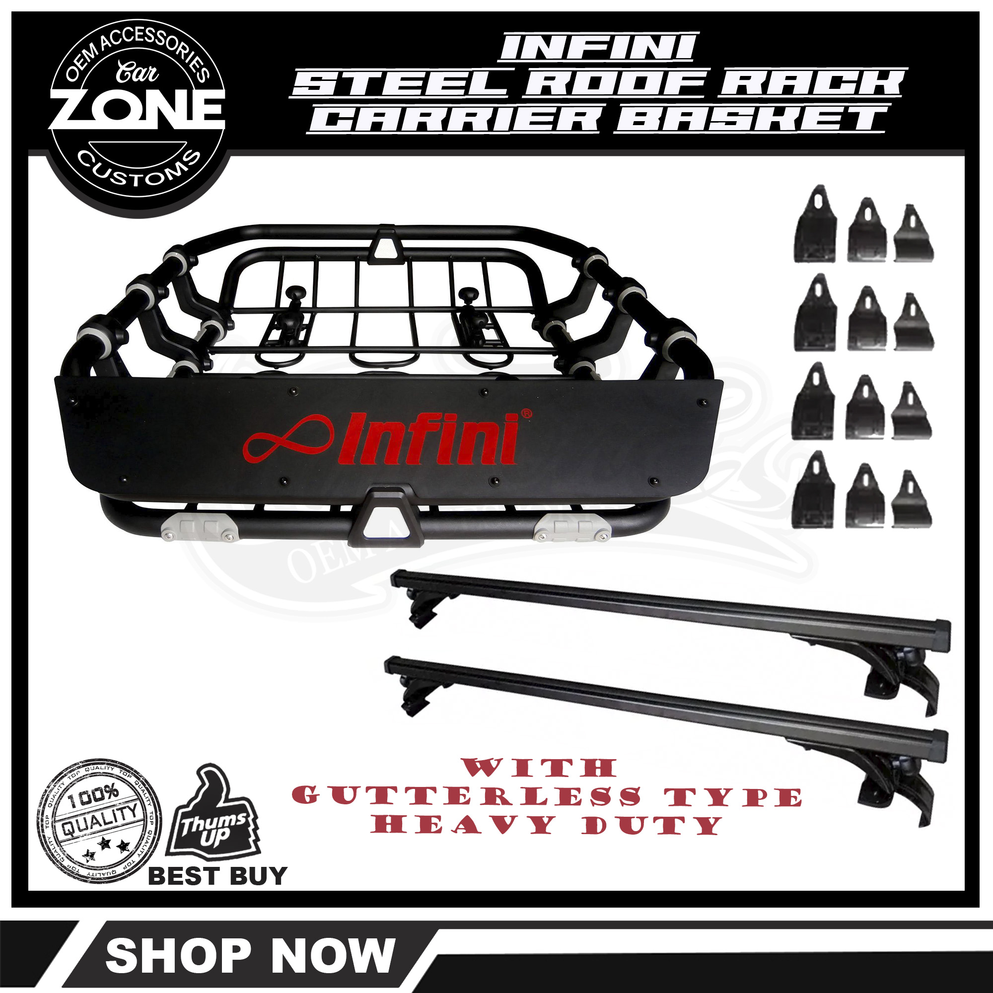 38x38 INFINI Atomic Style Universal Steel Roof Rack Carrier Basket with ...