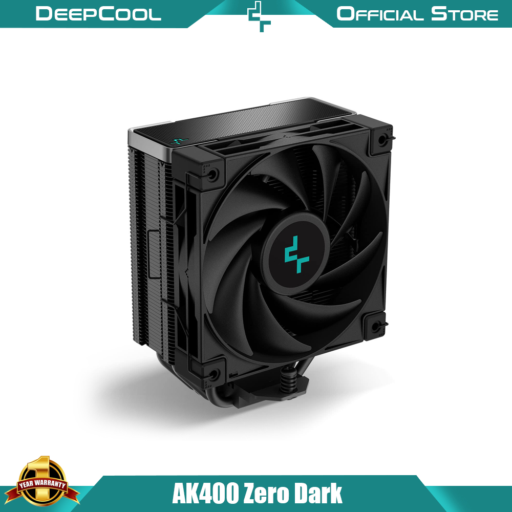 DEEPCOOL AK400 Zero Dark CPU cooler featuring a classic four heat pipe ...