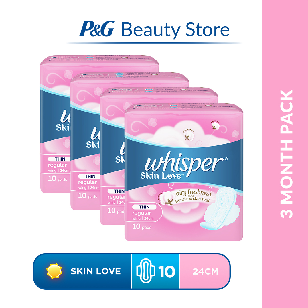 [3-month pack] Whisper Skin Love Regular 10s set of 4 | Lazada PH