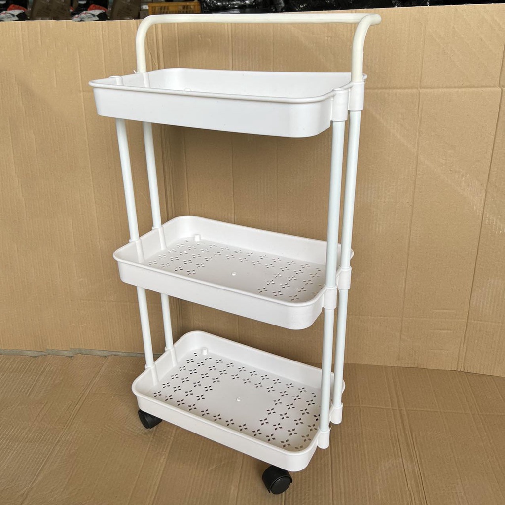 3 Layer Moving Rack Kitchen Storage Shelf Wall Cabinets Home Bedroom ...