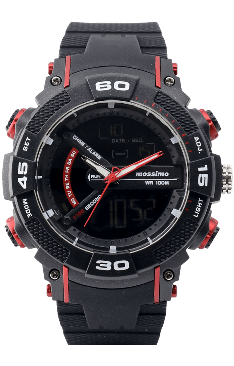 Mossimo Men's Rubber Strap Ana-Digi Watch MS-1928G-BLKRED | Lazada PH