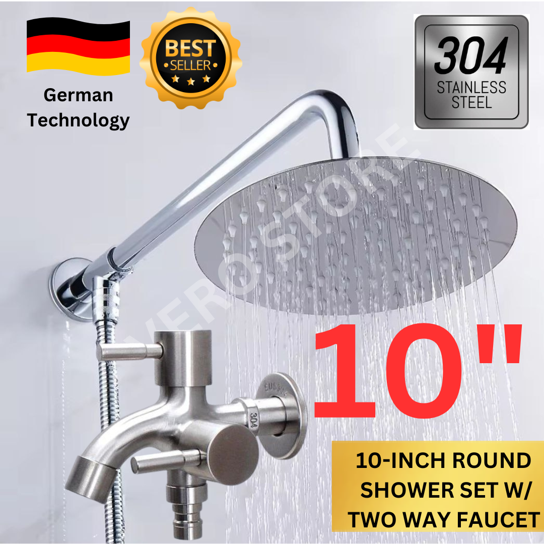Best Seller Premium Round 8-Inch Ultra Thin 304 Stainless Steel Rain Shower Set with Two Way ...