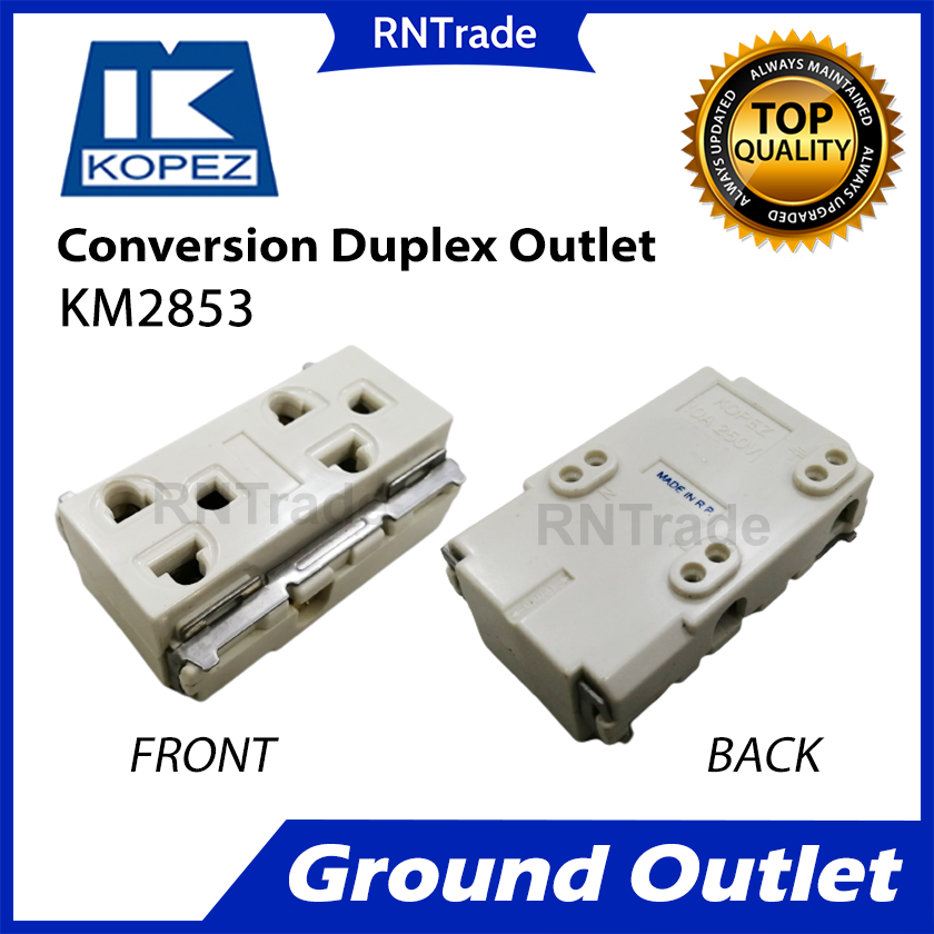 Kopez KM 2853 KM2853 Elegant Conversion Duplex Outlet Grounding Outlet ...
