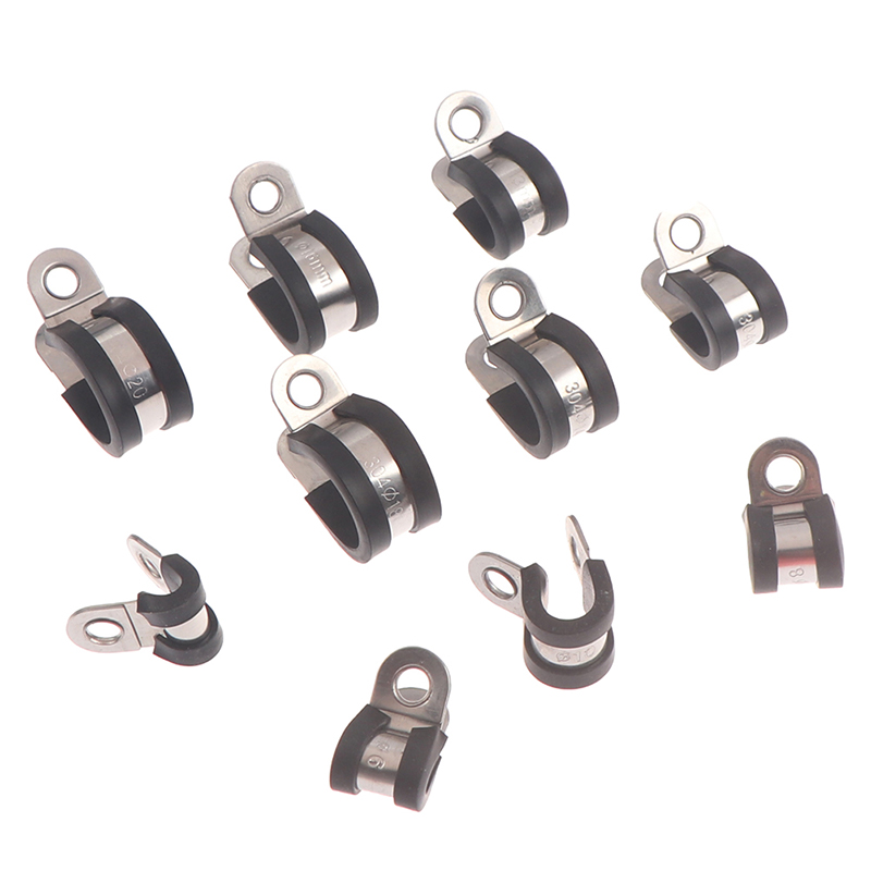 Jay 2pcs 304 Stainless Steel Rubber Lined P Clips Cable Mounting Hose ...