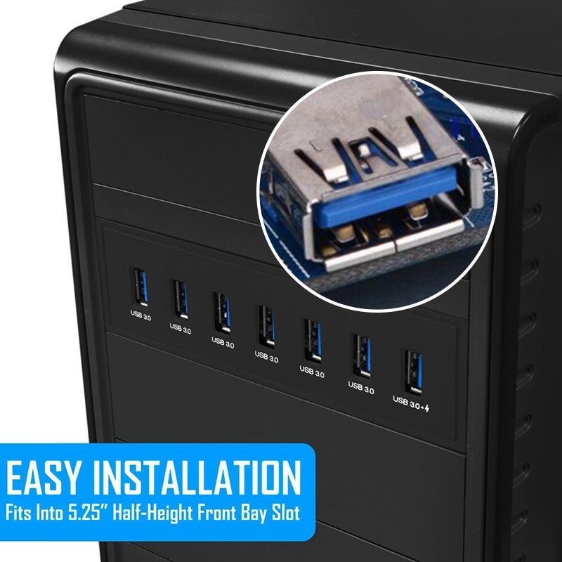 7 Port USB 3.0 Hub 5Gbs 5.25inch CD-ROM Drive Bay CD ROM Front Panel ...