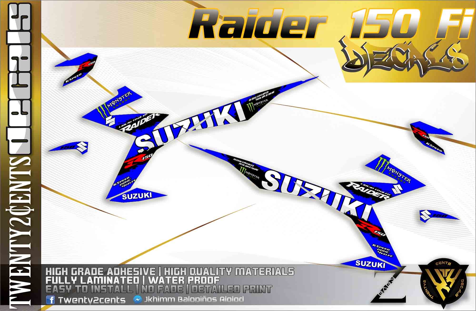 High-Quality Decals and Stickers for Raider 150 fi (monster energy ...
