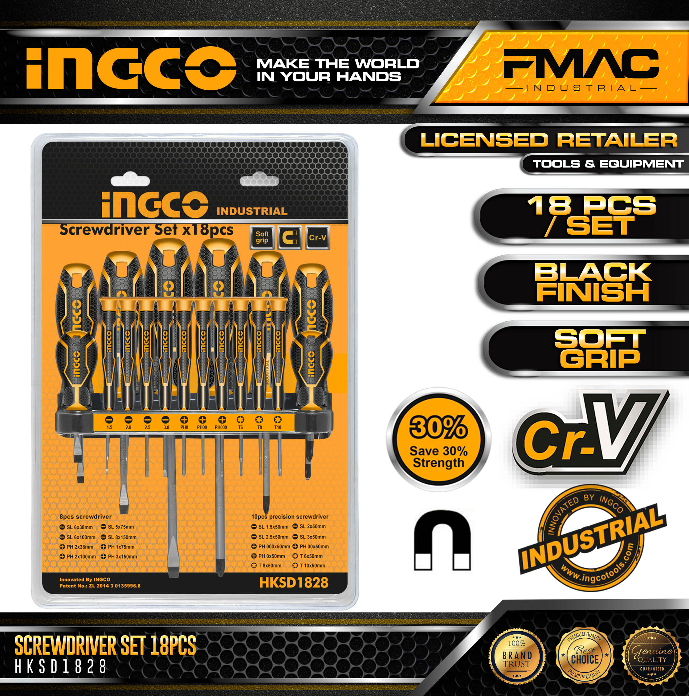 INGCO Screwdriver SET 18PCS HKSD1828 FMAC⭐⭐⭐⭐⭐ | Lazada PH