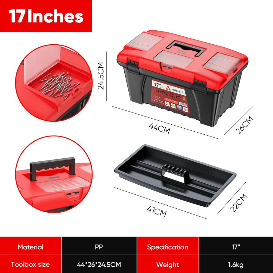 Mitsushi 20 Inches Tool Box Storage Heavy Duty with Lockable Removable ...