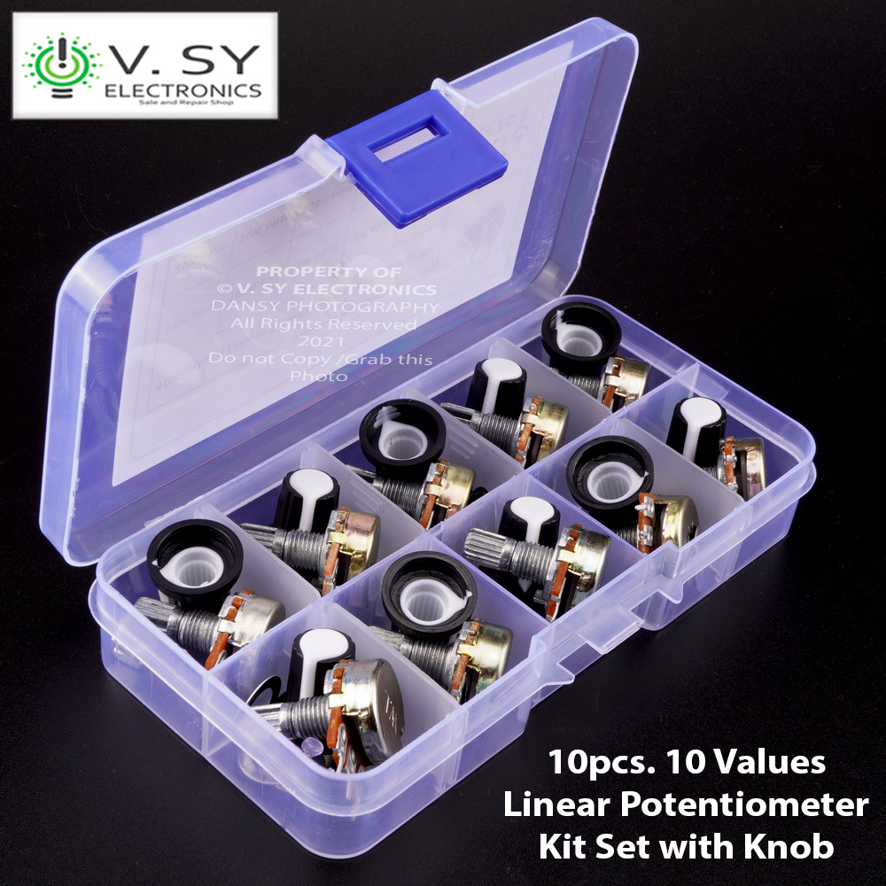 10pcs. 10 Values Kinds Set Assorted Kit of Linear 3 Pins Potentiometer ...