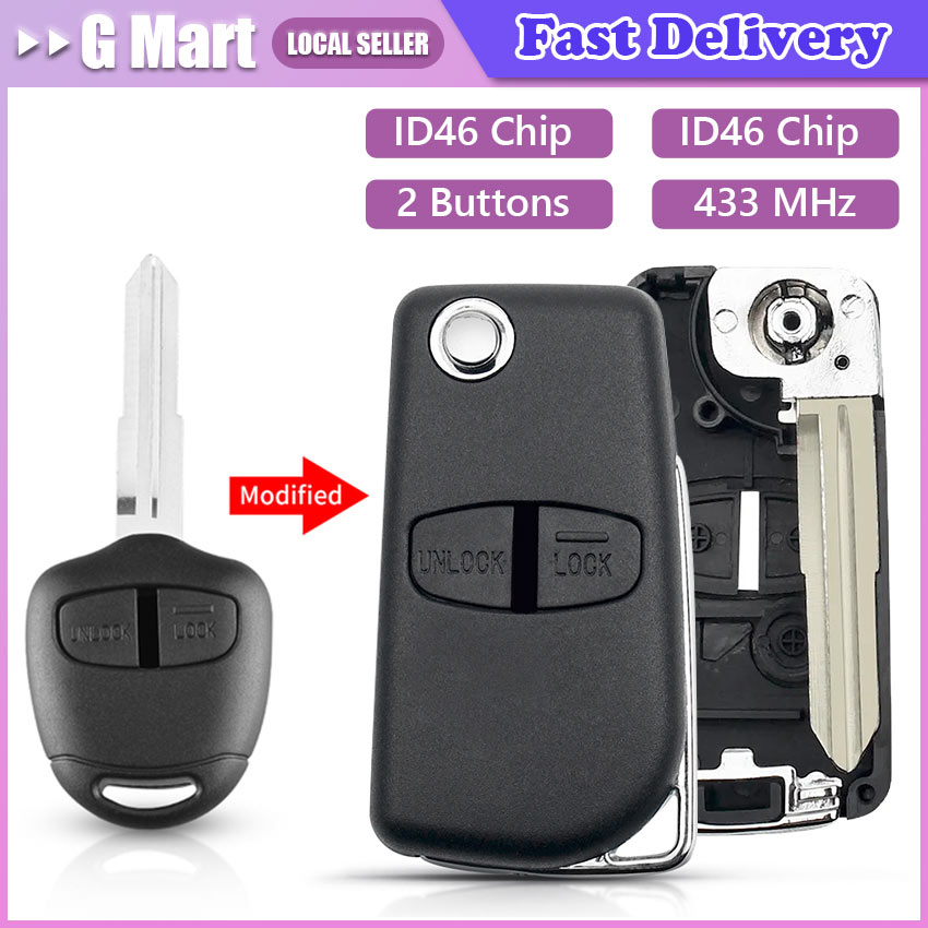 Modified Flip Remote Key Shell Case 2/3 Buttons For Mitsubishi Lancer ...