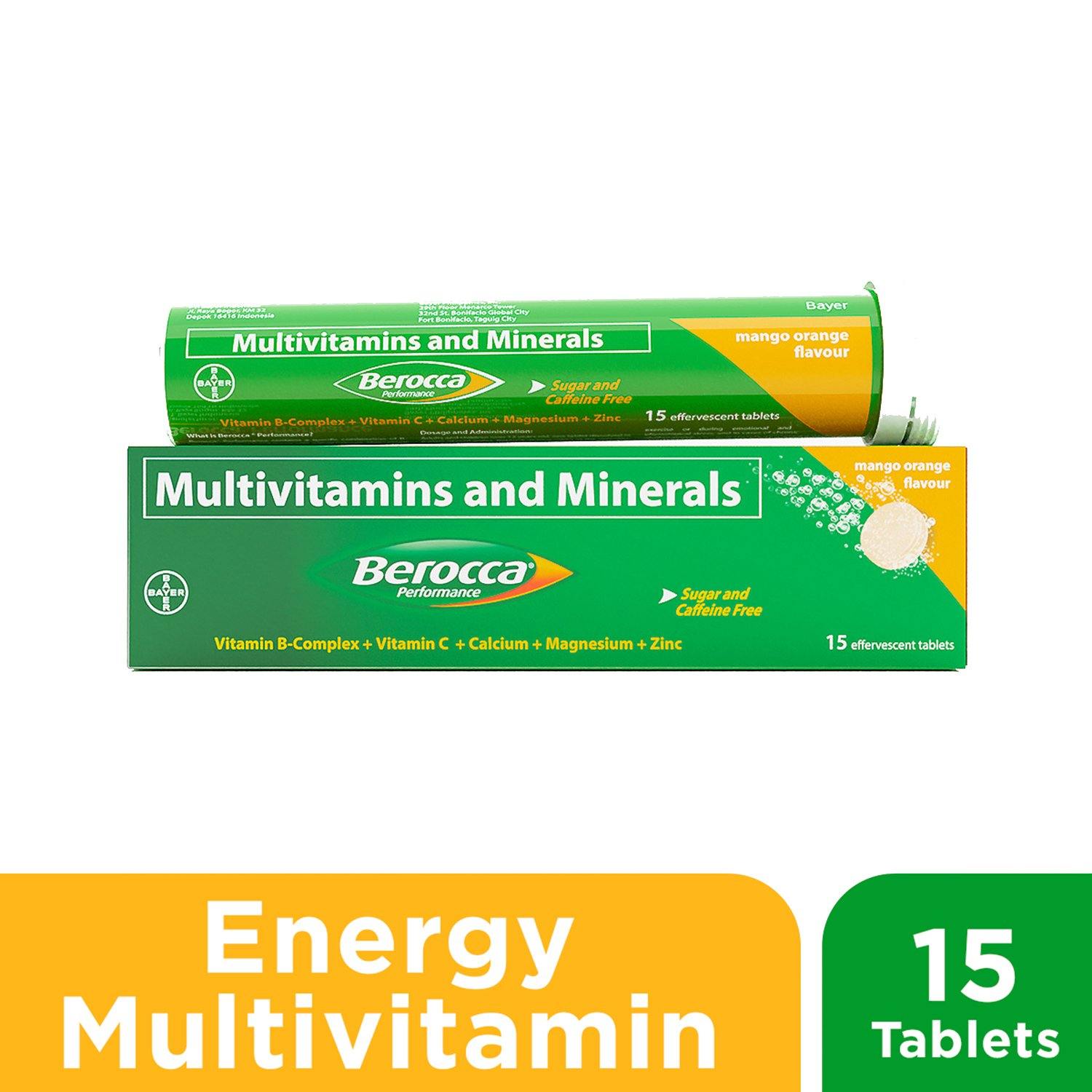 Berocca Mango Orange Energy Vitamins Effervescent Tablets 15s | Lazada PH