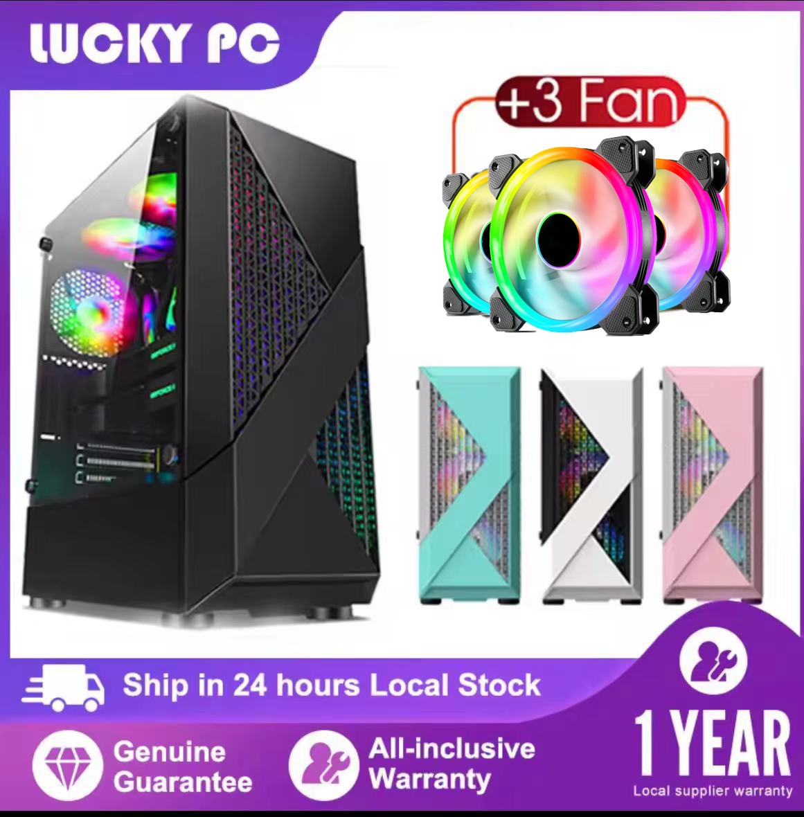 【INPLAY】Mid-Tower ATX PC Case Desktop Case 6 Fan Slot Computer Case New ...