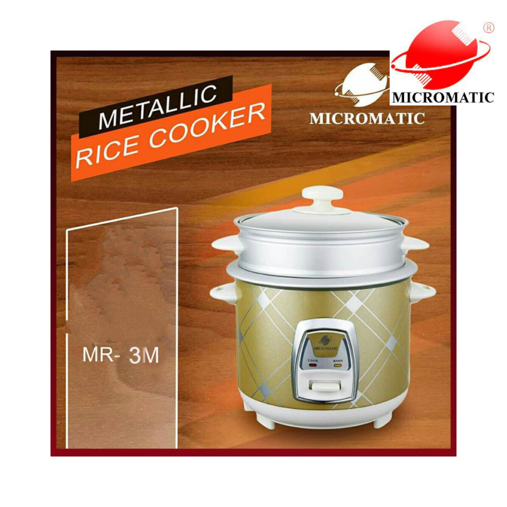 Micromatic MR-3M 0.6Liters 3cups Metallic Body with Steamer Rice Cooker | Lazada PH