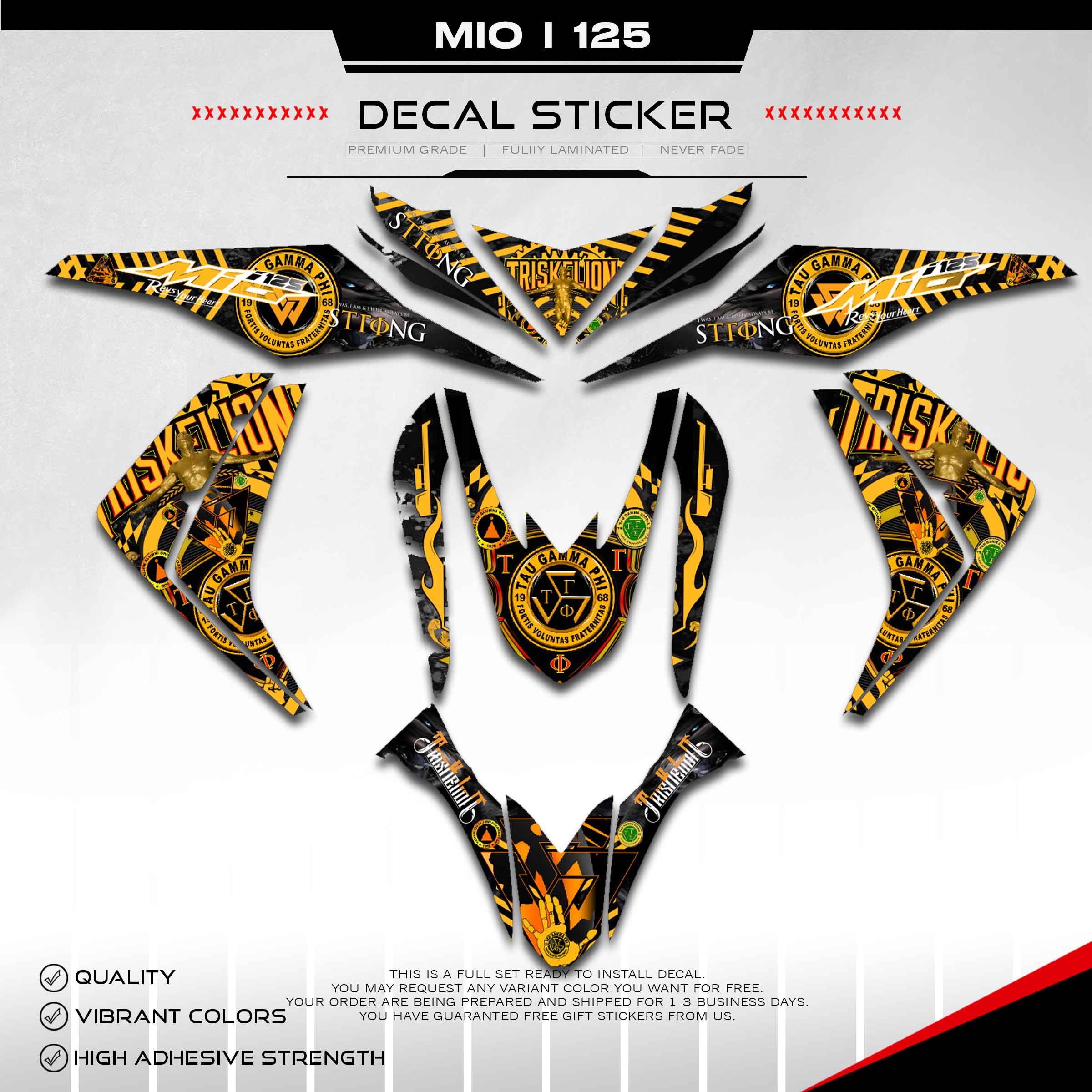 Mio I 125 Decals - ( Riders Base Fully Laminated - Gloss Vinyl high ...