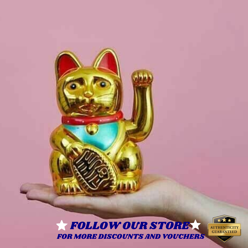 Chinese Lucky Waving Hand Maneki Neko Gold Fortune Feng Shui Cat Moving ...