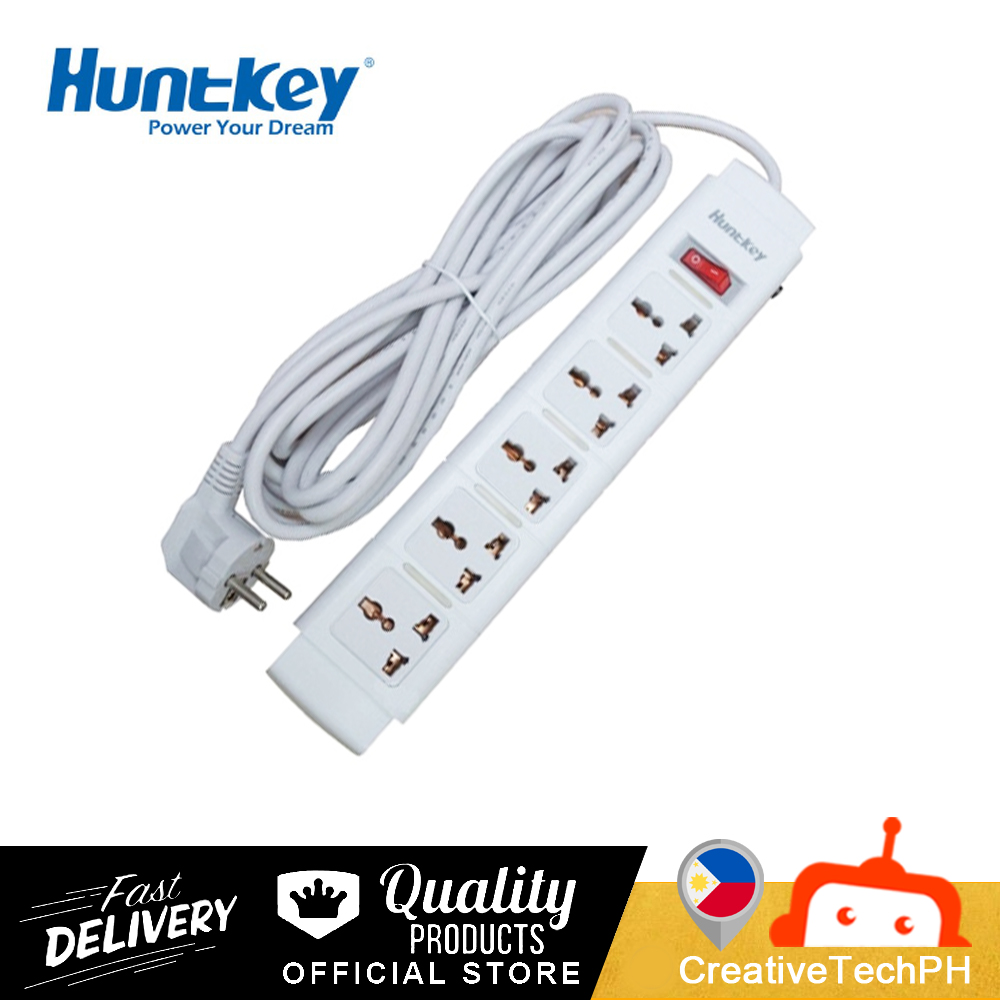 Huntkey SZC501-4 5 Sockets 2 Meters Power Strip 4 Extension with Surge ...