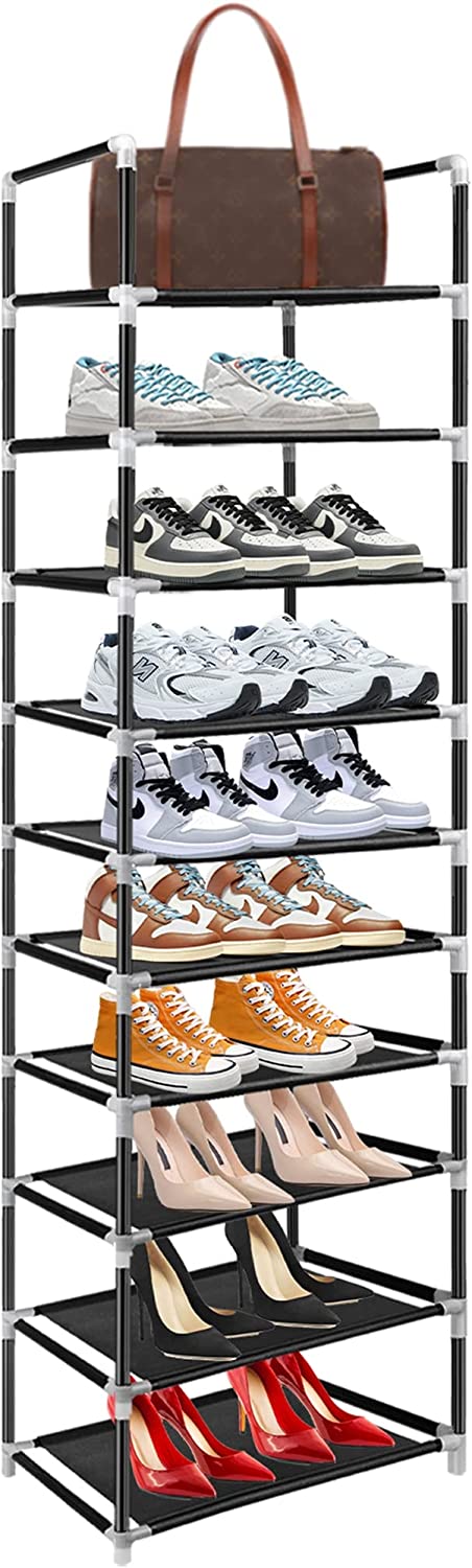 Original ERONE Tall Shoe Rack 10 Tiers Narrow Shoe Storage Rack 20 ...
