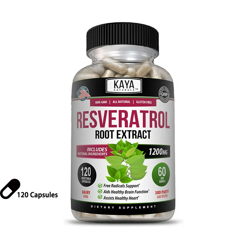 Resveratrol Extract 60/120 Capsules Antioxidant Support Protects the ...