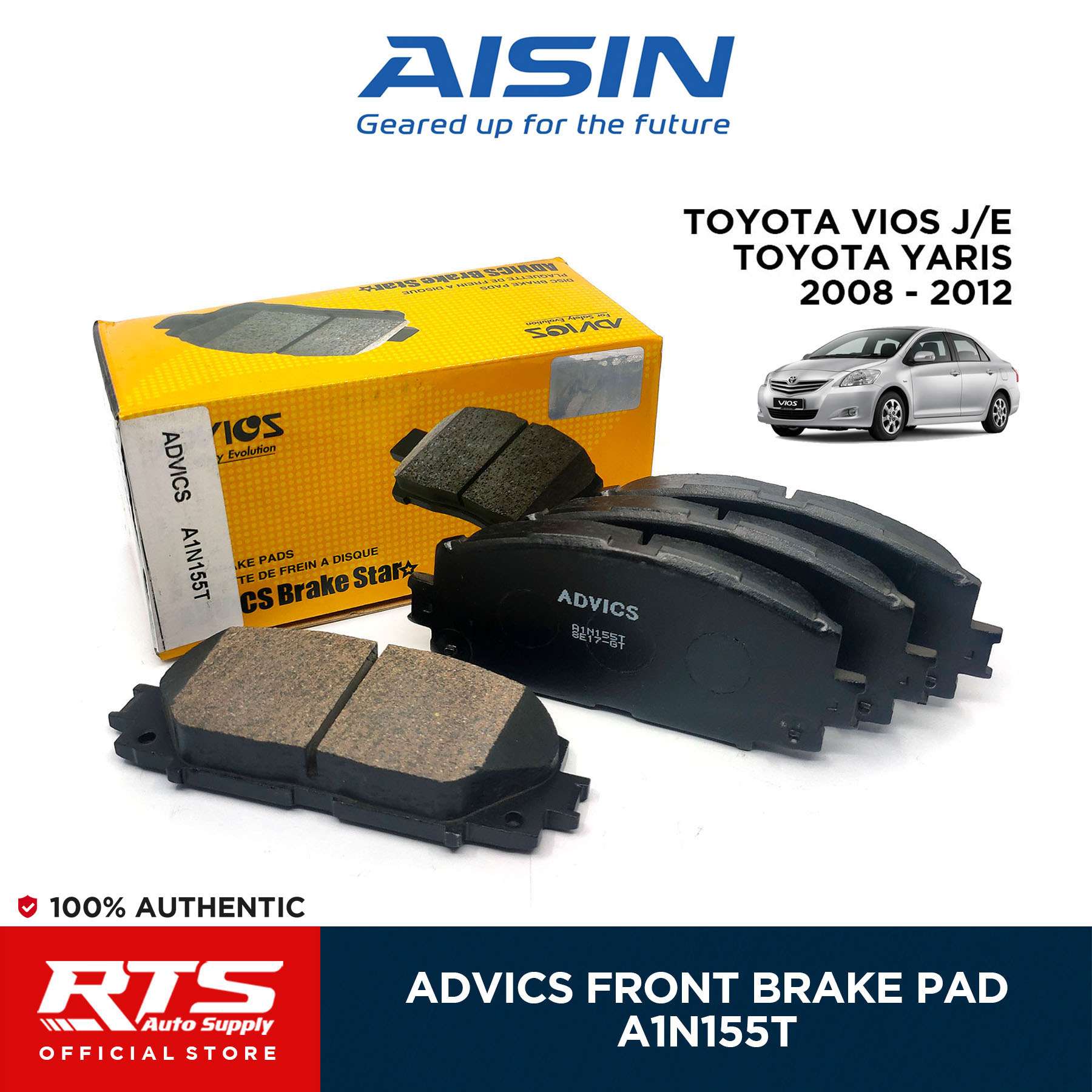 AISIN ADVICS Front Brake Pad for Toyota Vios 2nd Gen and Yaris 2008 ...