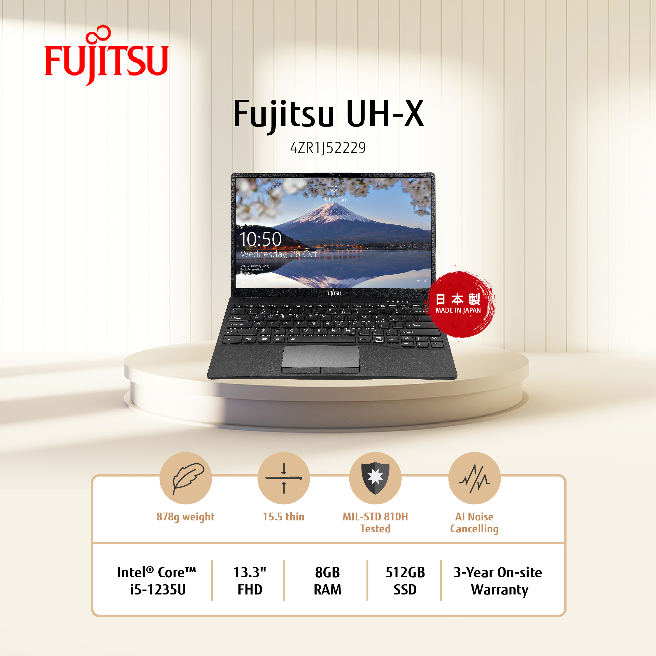 FUJITSU UH-X 4ZR1J52229 | i5-1235U | SHARED GRAPHICS | 13.3" FHD | 8GB ...