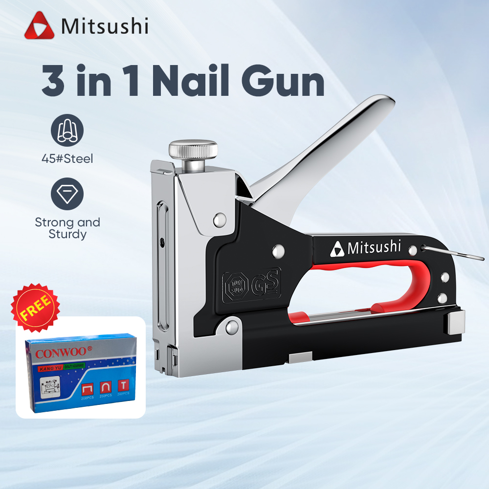 Mitsushi Gun Tacker Heavy Duty Nail Staple Metal Stapler Gun Industrial ...