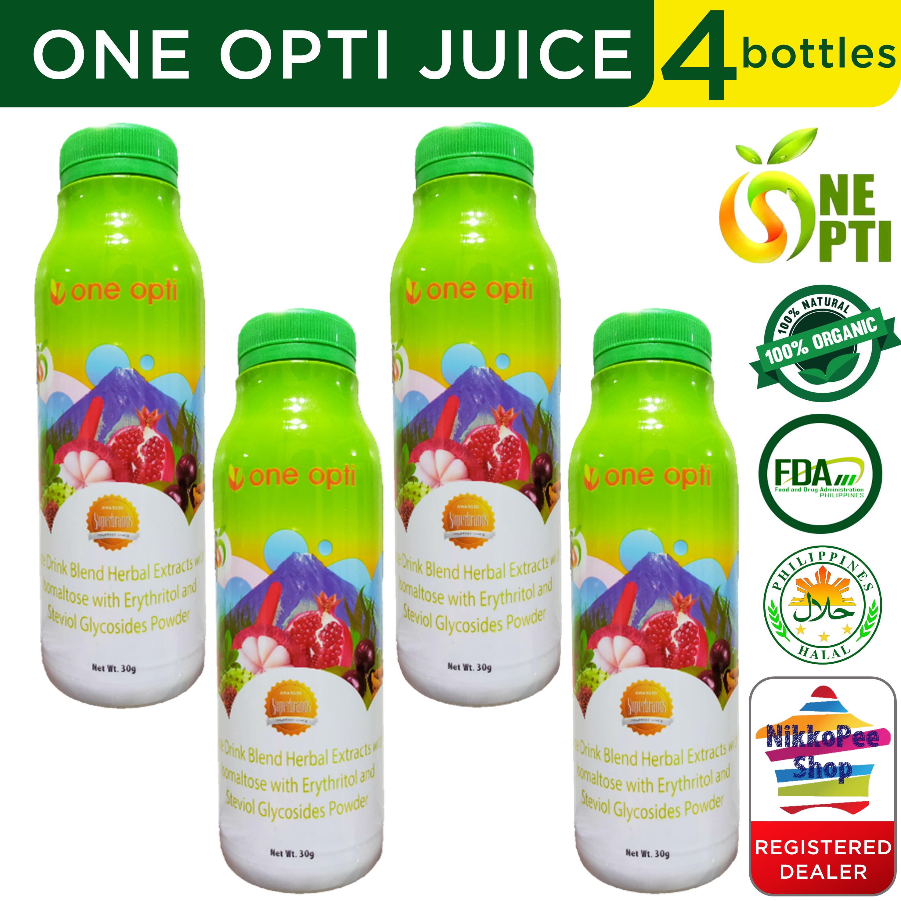4 BOTTLES of One Opti Juice 15 in 1 Ingredients - 100% Authentic - New ...