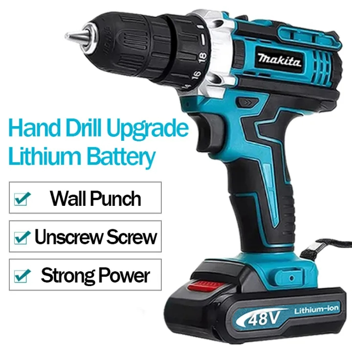 MAKITA Electric Hand Drill Tool Sets 48V Hand Drill Heavy Duty Cordless ...