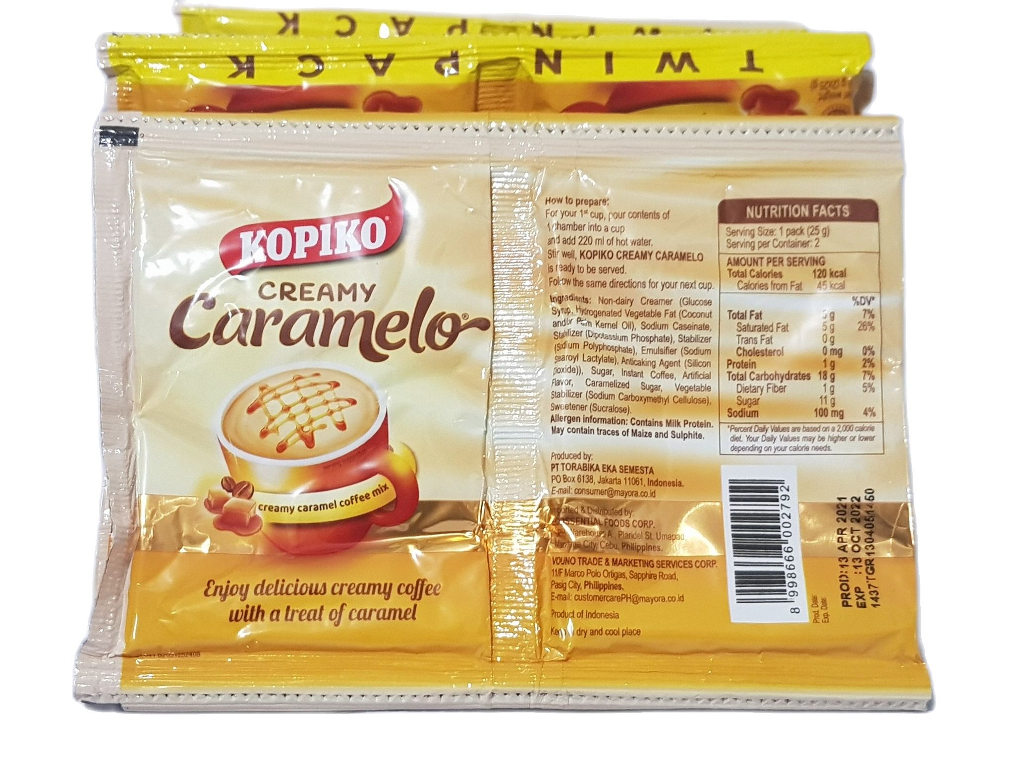 KOPIKO Creamy CARAMELO Twin Pack Coffee (pack of 30 twin packs x 50 ...