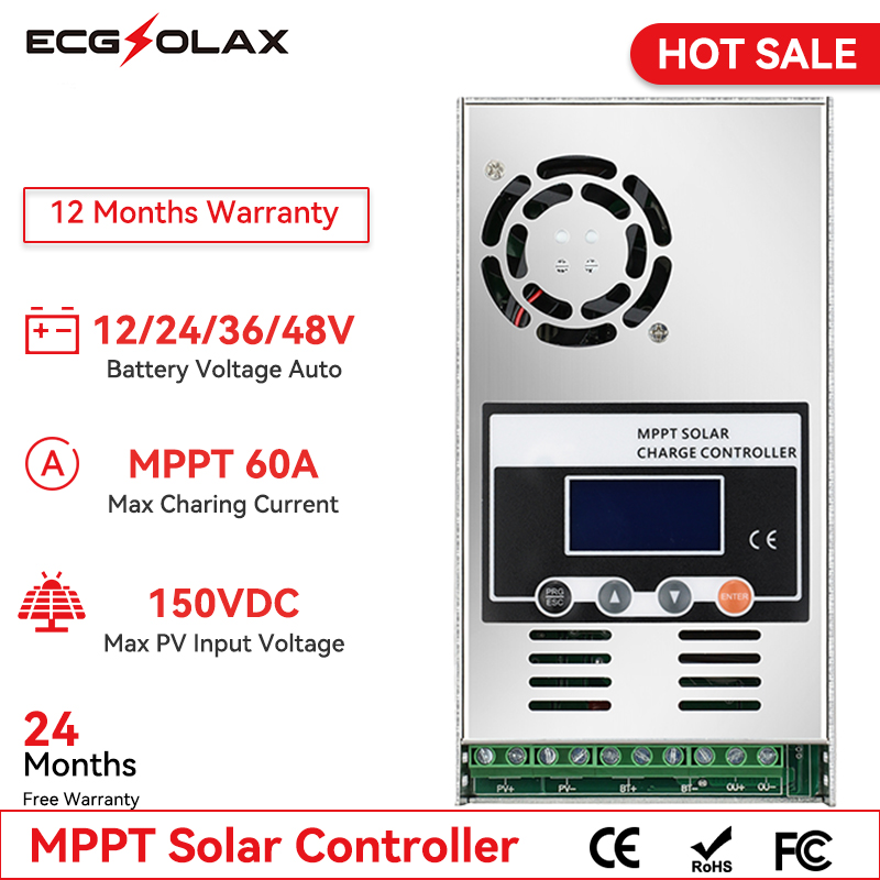 ECGSOLAX 60A MPPT Solar Charge Controller 12V 24V 36V 48V Battery Charge Regulator 60A solar ...
