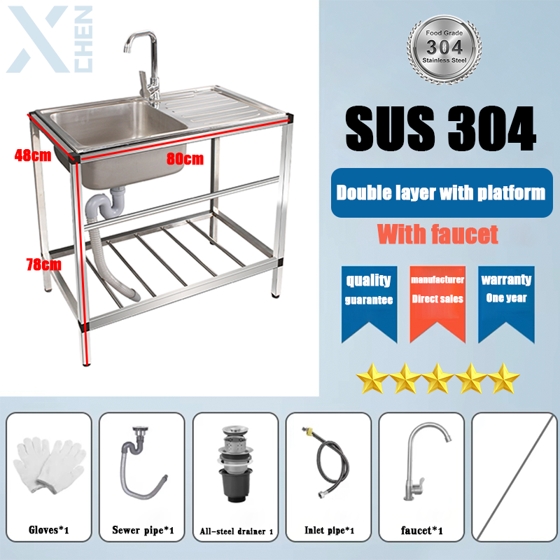 🔥2025 latest models🔥stainless steel kitchen sink 100×50×80cm single ...