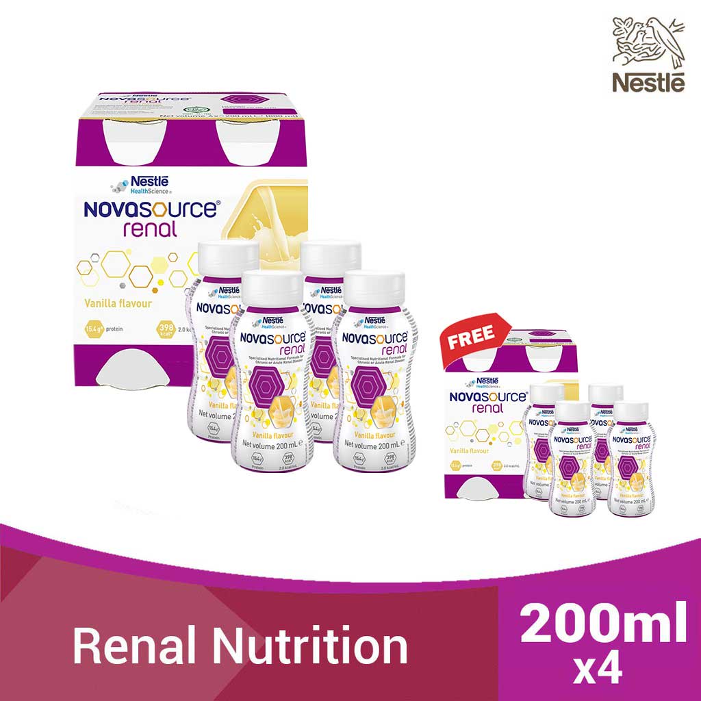 NOVASOURCE Renal Specialized Nutritional Formula 200ml - Pack of 4 with ...