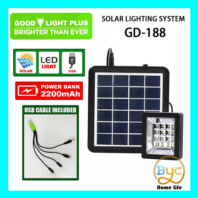 BYC GDPLUS GD-188 Solar Lighting System Kit | Lazada PH
