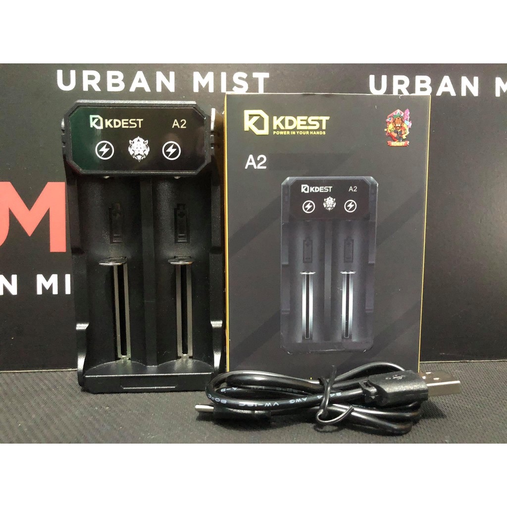 KDEST A2 2 Bay Battery Charger 2AMP TYPE C Fast Vape Battery Charger ...