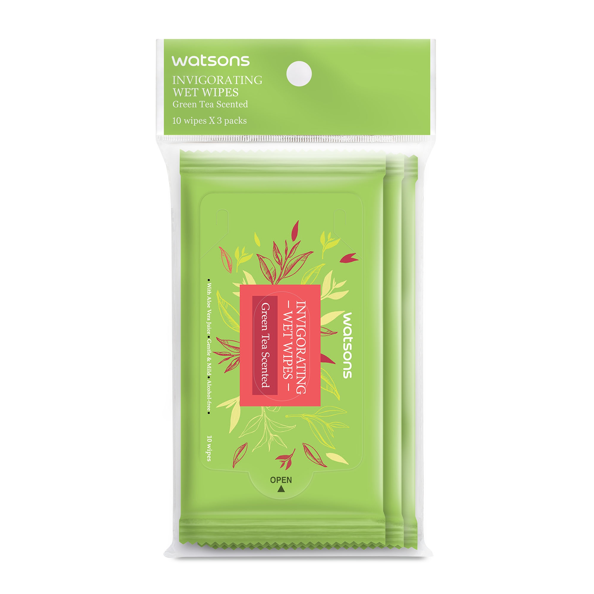 Watsons Invigorating Wet Wipes Green Tea Scented 10sx3 | Lazada PH