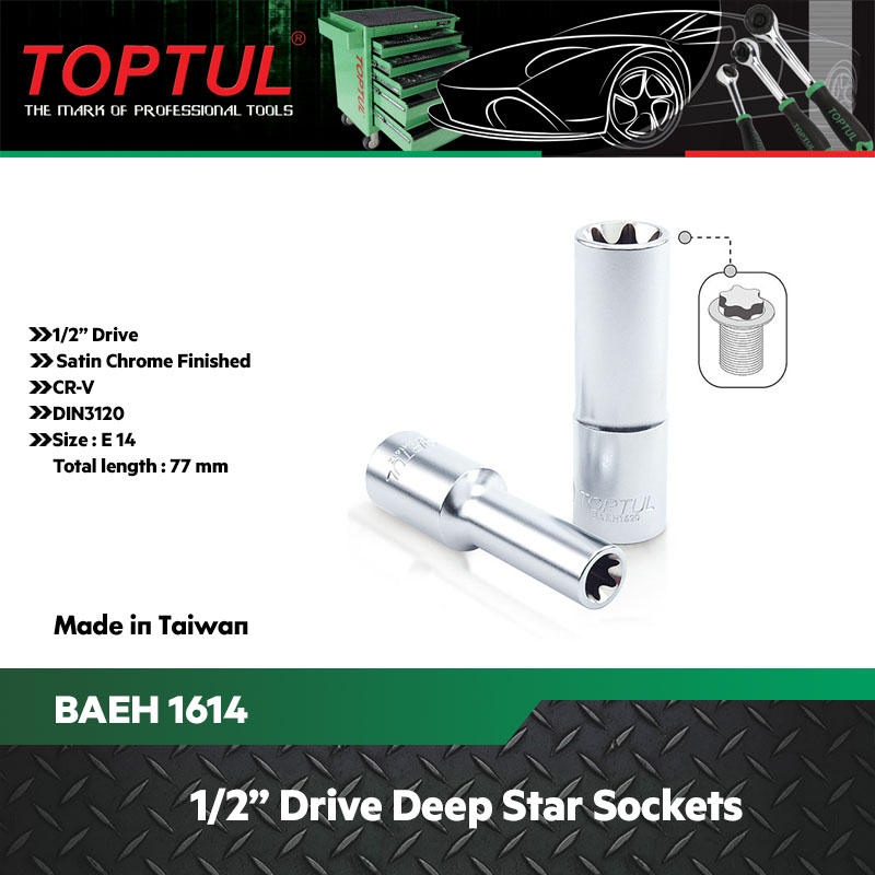 Toptul 1/2" Drive Deep Star Socket (BAEH) | Lazada PH